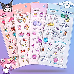 Cute Puffy Stickers for Kids Stickers 3D Waterproof Kawaii Puffy Sticker Kit for Water Bottle Phone Laptop Scrapbooking Computer for Toddlers Girls Teens Kids 4 Sheets