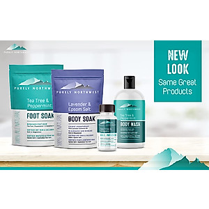 PURELY NORTHWEST-Tea Tree Oil & Peppermint Foot Soak with Epsom Salt-for Stubborn Foot Odor, Athletes Foot Burning & Itching, Damaged Discolored Nails-A Natural Callus Remover 16 Ounces