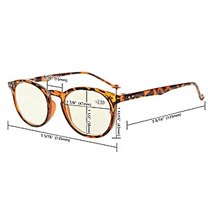 CessBlu Ladies Computer Glasses Round Oval Blue Light Filter Reading Eyeglasses Women(DEMI) +0.75