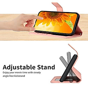 ONV Wallet Case for Samsung Galaxy Note 10 Plus - Glitter Shinny Sunflower Flip Leather Case Card Slot Shockproof Kickstand Magnetic Wrist Cover for Samsung Galaxy Note 10 Plus [HT] -Pink-T