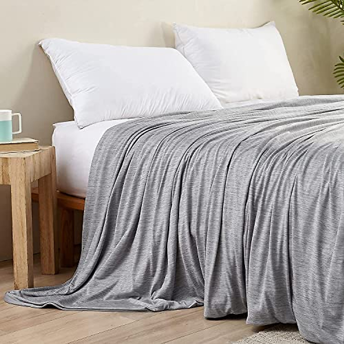 LUXEAR Cooling Blanket for Hot Sleepers Night Sweats Japanese Q-Max>0.4 Arc-Chill Cooling Fiber Keep Adults/Children Cool All Night Twin Size Cool Summer Blanket 59 X 79in -Gray