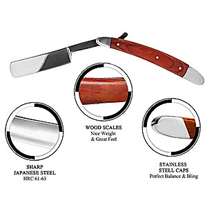 Straight Razor Barber Razor Straight Edge Razor navaja de barbero Straight Razor Kit Professional Shaving Razor with Strop Shaving Brush Leather Strop
