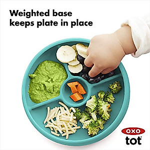 OXO Tot Silicone Divided Plate Teal