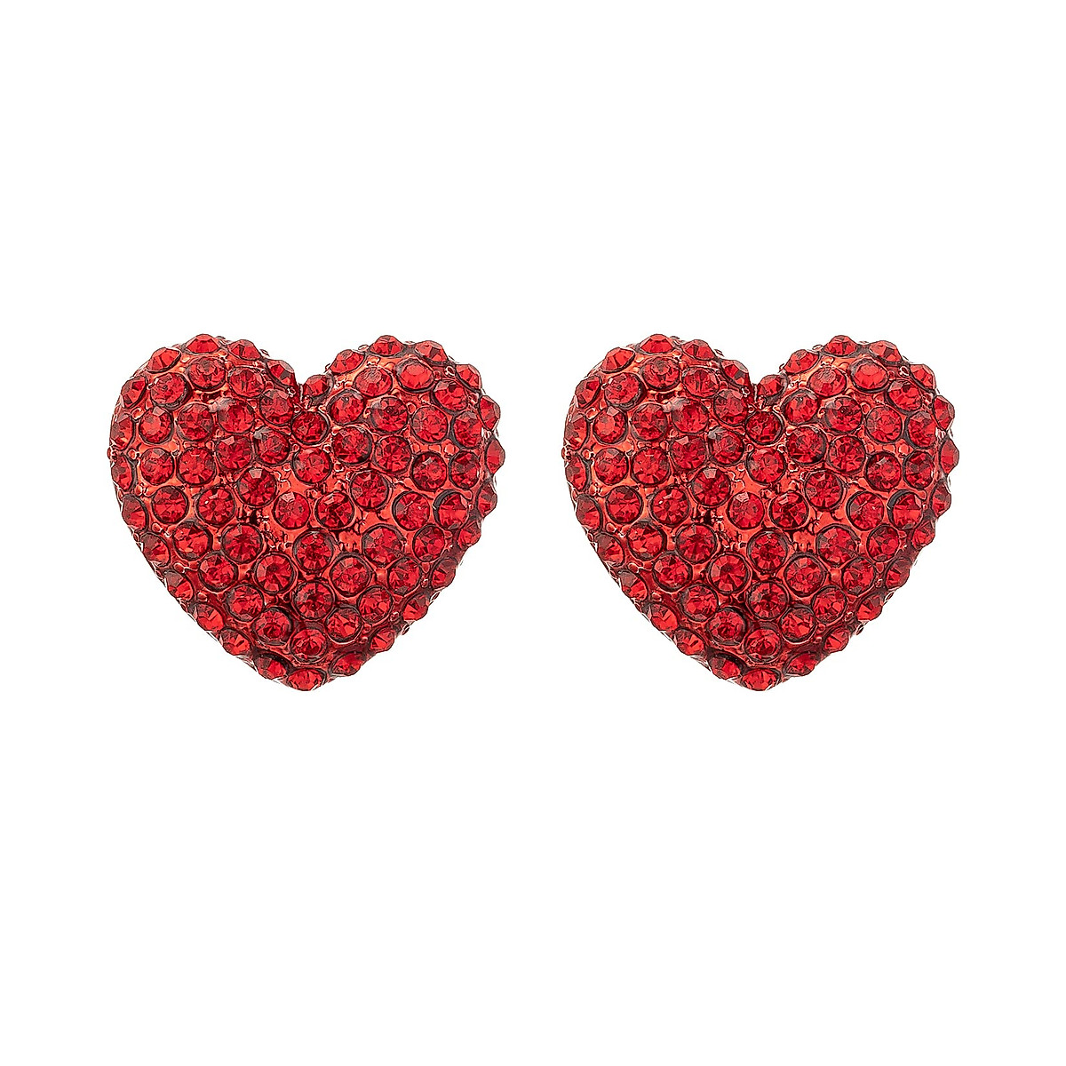 Valentines Day Earrings, Valentines Day Gifts for Her, Girlfriend, Wife, Big Red Heart Stud Earrings for Women, Sparkling Rhinestone Earrings, E03A