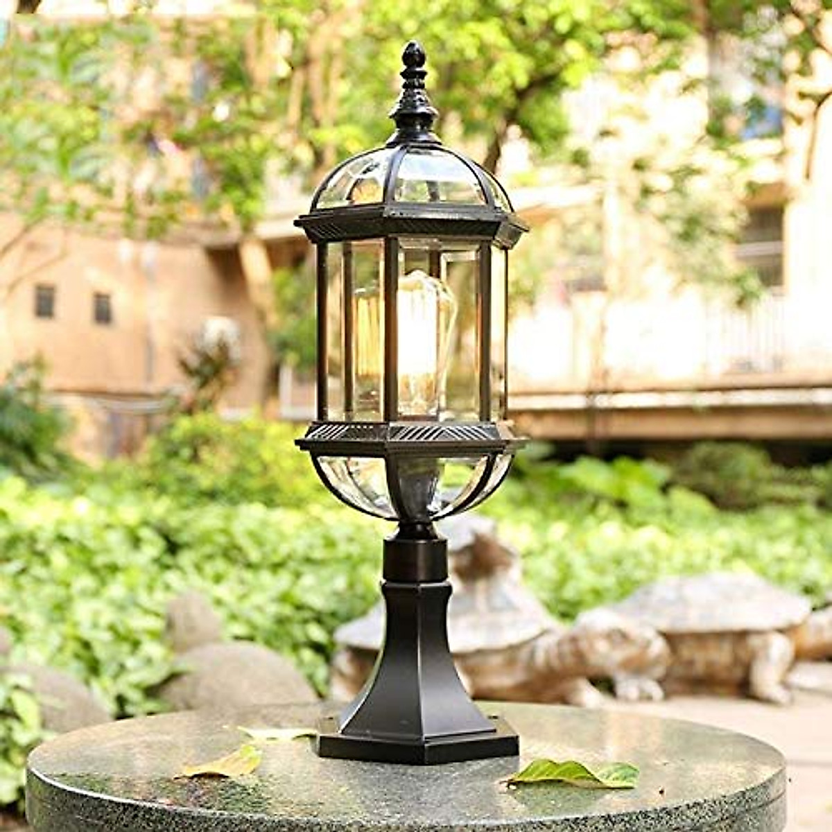 XJJZS Rustic Waterproof led Pillar Wall Lamp,Vintage Outdoor Glass LED Post Lighting,Villas Garden Porch Home Landscape Pathway Lights