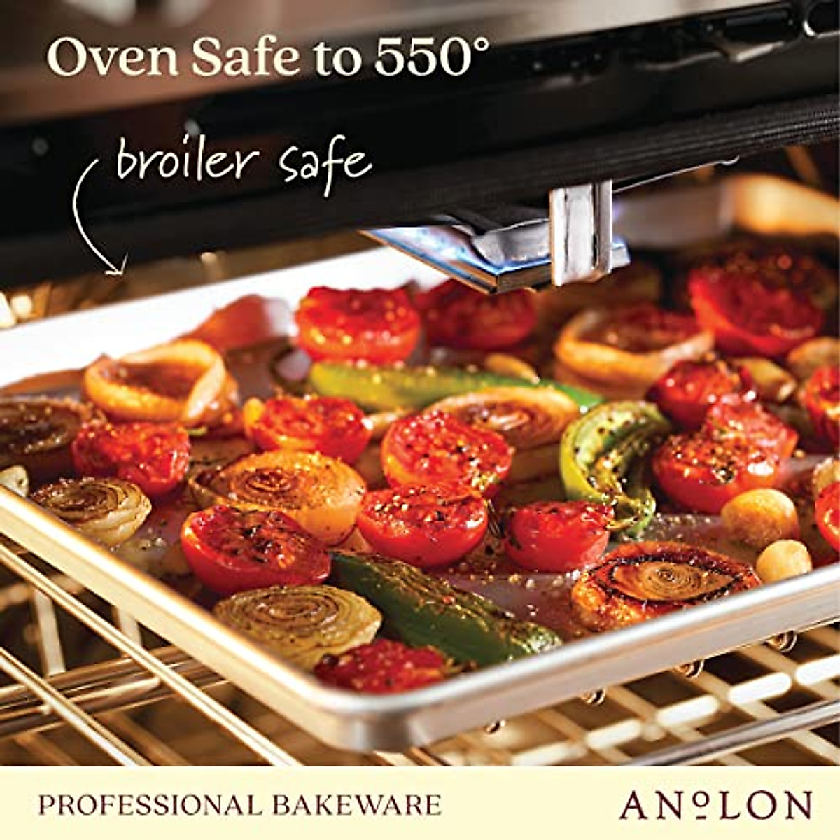 Anolon Pro-Bake Aluminized Steel Bakeware Set, Includes Cookie Pans, Loaf and Pizza Pan, 4 Piece - Silver
