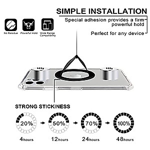 RRETECK Phone Grips,Elastic Silicone Phone Grip Attachable to Magnetic Mount,Ultra-Thin Cell Phone Holder for Hand,Phone Strap with 2 Pack(Black+Black)