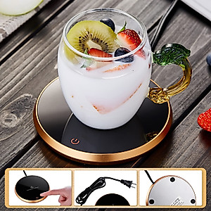 Coffee Warmer for Desk Auto Shut Off,Smart Coffee Cup Warmer with 2 Temperature Setting,Electric Mug Warmer Plate for Coffee,Milk,Tea,Cocoa (Gold)