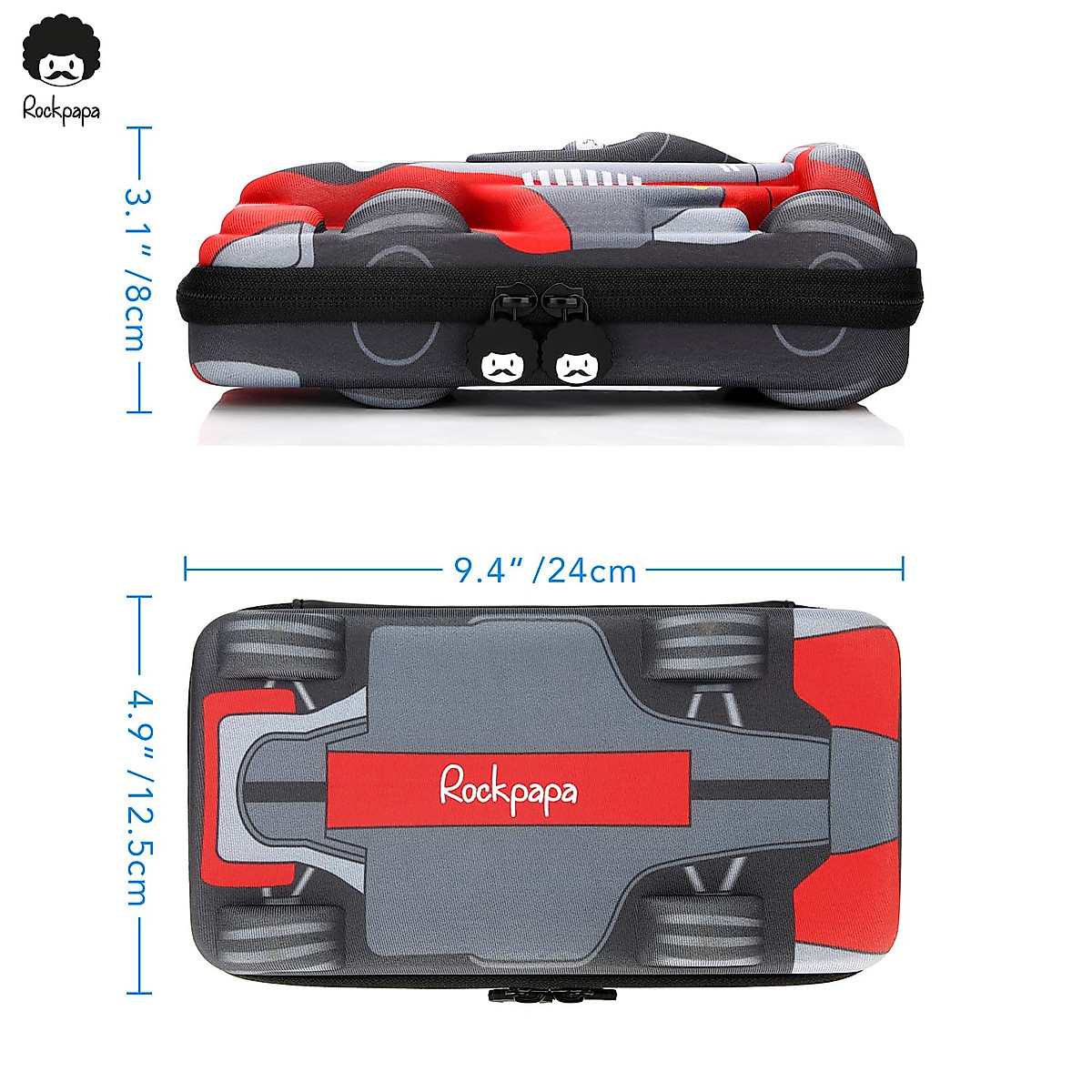 rockpapa Large-Capacity Race Car Pencil Case, Pencil Box, Storage Box for School Students Boys Teens Kids Toddlers Grey Red