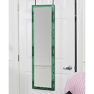 Mirrotek - Full Length Adjustable Over The Door Mirror White Wood Finish - Hanging Mirror Full Length - Instant Install Long Full Body Mirror for Bedroom, Dorm Room 14" x 48"