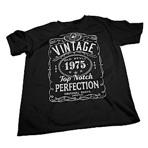 50th Birthday Gift Shirt for Men - Vintage 1975 Top Notch Perfection - Black-Md