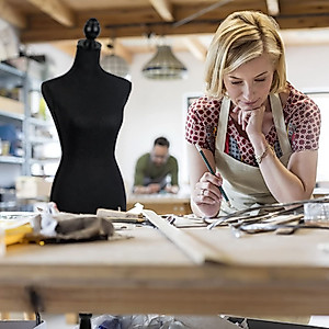 HCY Mannequin Torso Mannequin Stand Dress Form 60-67 Height Adjustable Maniquins Body Female, Displays Women for Sewing Wooden Tripod Base, Foam Body(Black) 15.75 x 25.6 x 67