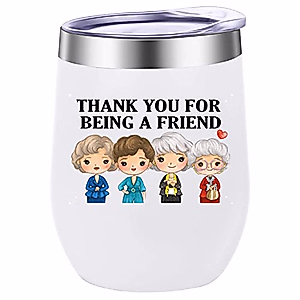 Thank You for Being a Friend Mug Gift - Friend Gifts, Golden Friendship Birthday Gifts for Women Buddies Besties Sisters Female Girls - Inspired Coffee Tumbler Cups 12 OZ -Mothers Day Gifts ( White)