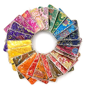 Aligle 24pc Chinese Silk Brocade Coin Purse Embroider Jewelry Bag Zipper Wallet Pouch