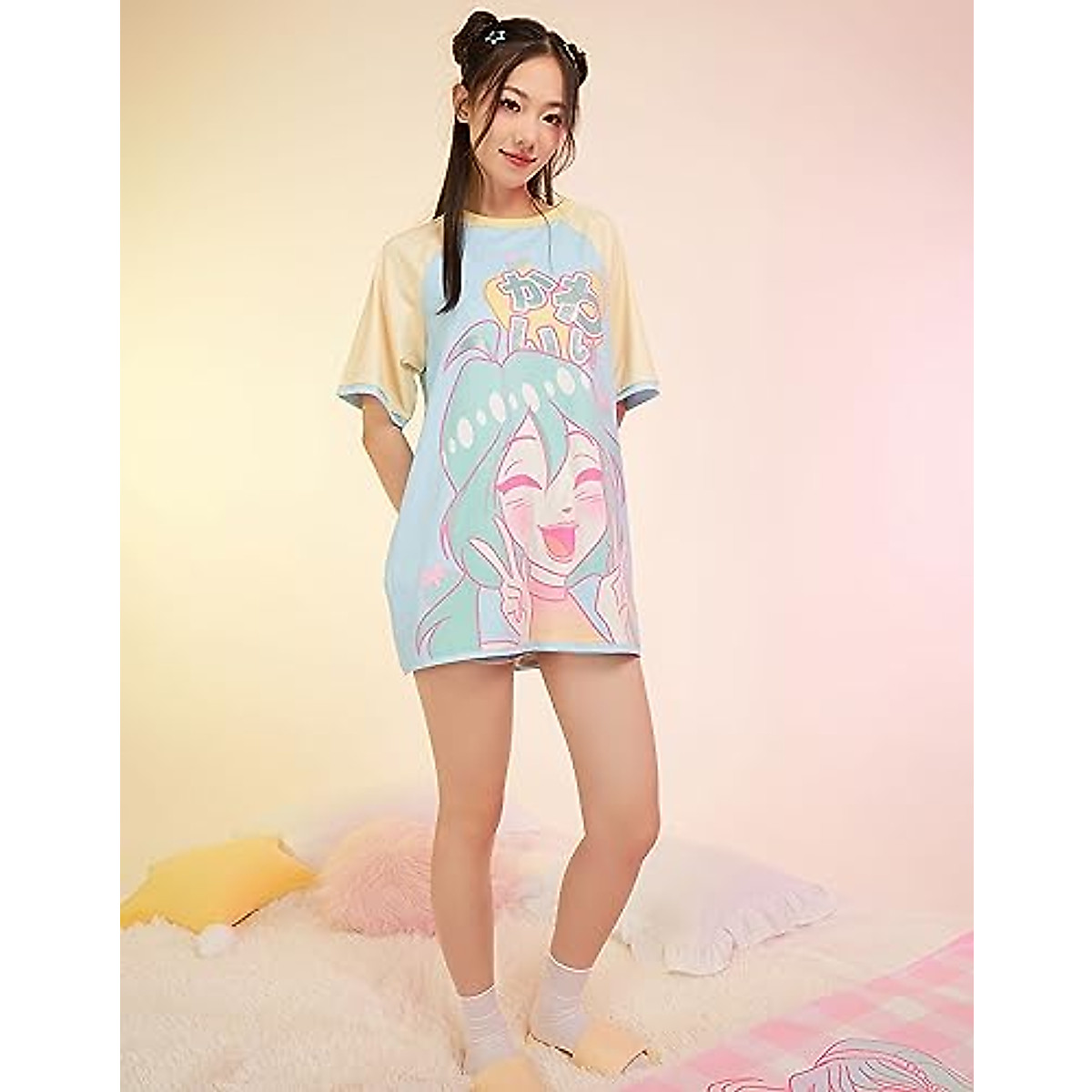 Winx Club Women's Bloom Printed Short Sleeves Crew Neck Summer Sleepwear Loungewear T-shirt Dress (extra large) Blue