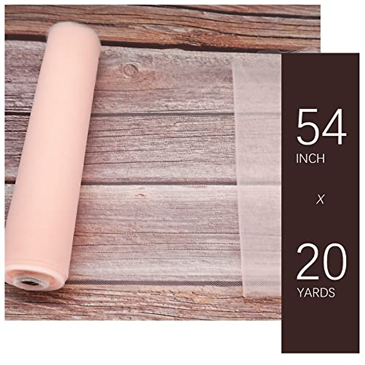 54" by 20 Yards Tulle Fabric Rolls Blush Tulle Ribbon Tutu Spool Bolt for DIY Wedding Decoration Baby Shower Tutu Skirt Gift Wrapping Large Matte Tulle, Roll Packaging (Blush)