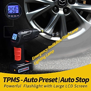 Cordless Air Compressor Portable Tire Inflator Pump with Digital LED lights and 2000mah Rechargeable Li-ion,suitable for Car,Bicycle,Air Mattress,Inflatable Airbed