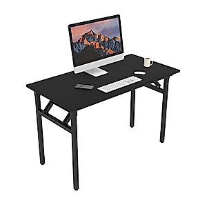 Halter Folding Computer Table, 47 Inches, Black Desk with Black Frame