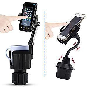 Ockivs Car Cup Holder Phone Mount Universal Adjustable Base with Cup Holder Expander Auto Cell Phone Stand for All Smartphone 2-in-1 Multifunctional Cup Holder Phone Holder