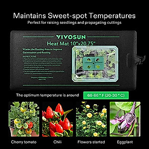 VIVOSUN Durable Waterproof Seedling Heat Mat Warm Hydroponic Heating Pad 10" x 20.75" MET Standard