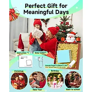 Memoking Print Pods Mini Printer - Inkless Sticker Printer Machine M02 Print Pod Bluetooth Portable Mini Printer for iPhone Thermal Pocket Printer Sticky Note Printer for Note, Photo, DIY, Scrapbook