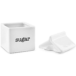 Darware Sugar and Creamer Set, Milk Carton Shaped White Ceramic Cream Jug and Sugar Bowl