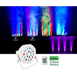 (3) Rockville BATTERY PAR 50 White Rechargeable LED DMX DJ Wash Up-Lights+Bag