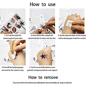 American Flag Tattoos(Nearly a hundred styles）, USA Tattoos, Red White and Blue Party Supplies, Patriotic Temporary Tattoos for Independence Day, Memorial Day, and Labor Day
