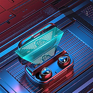 Gspmoly Digital Display Bluetooth 5.2 Sports Gaming Earphone Bass HiFi Stereo Long Endurance in-Ear Noise Canceling Binaural Earbuds Headset for iOS Android, School Gifts for Kids