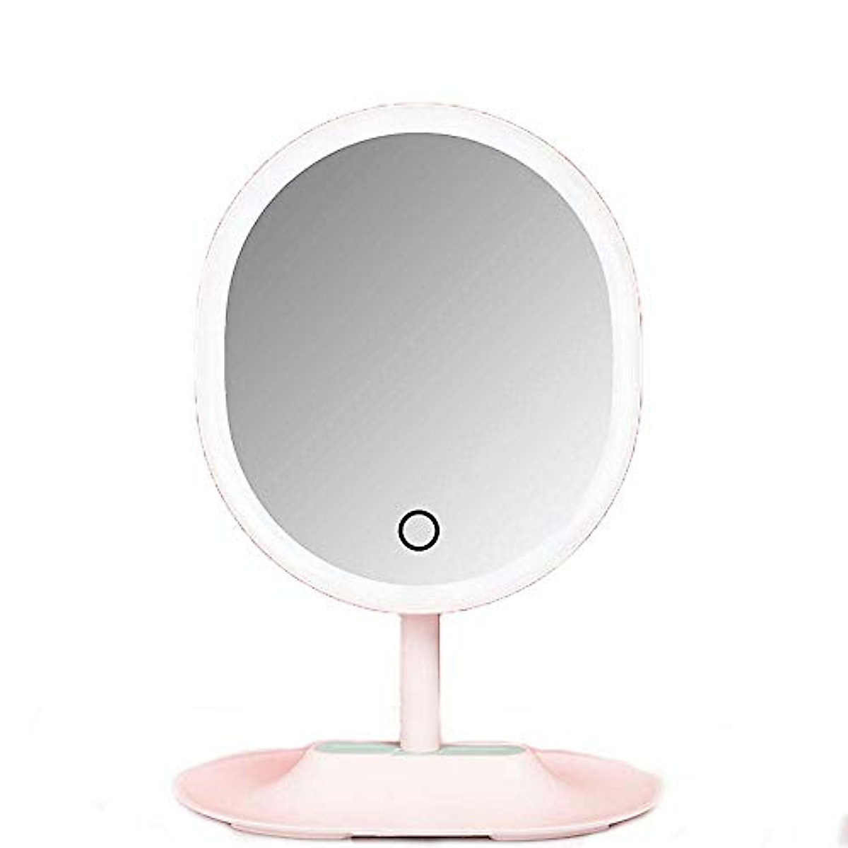 KXA Foldable Makeup Mirror, Vanity Mirror Dimmable LED Lights with Wide-Angle Touch Screen and Countertop Adjustable 90 Degree Bracket