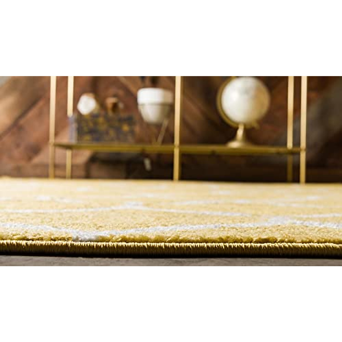 Rugs.com Lattice Frieze Collection Rug – 4' x 6' Yellow Medium Rug Perfect for Living Rooms, Large Dining Rooms, Open Floorplans