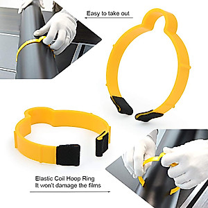 4 PCS Speed Hoop Clip Vinyl Storage Solution Tool Keeping Loose Rolls Tidy, Roll-Media Vinyl Wraps Holder Plastic Ring Clamp with Quick Release Handle and Scratch Protection Felt Patch 80mm & 110mm