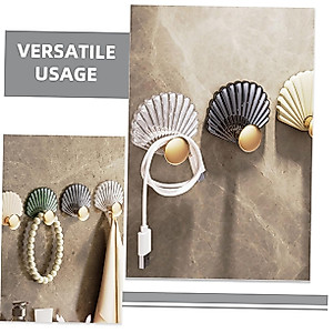 Outanaya 4pcs Shell Wall Hook Wall-Mounted Hook Sundries Hanger Self Adhesive Wall Hook Bathroom Towel Hooks for Wall Decorative Wall Hook Sticky Hooks for Hanging Key Storage Hook Key Hook