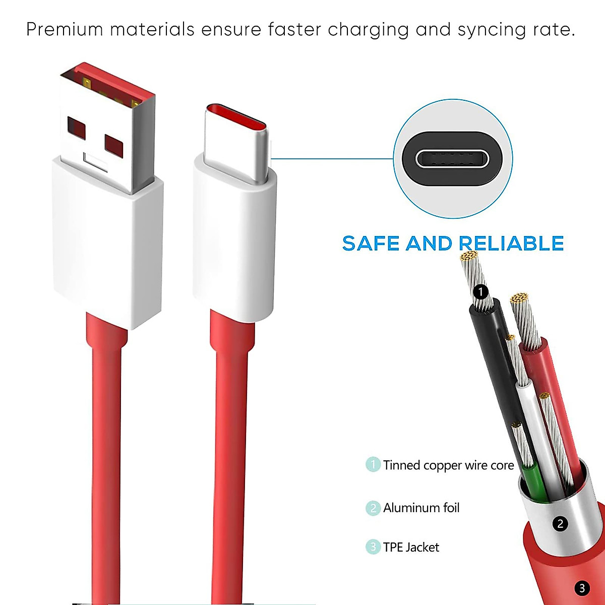 YCWZZH Replacement USB Type C Fast Wall Charger Charging Cable Cord for OnePlus 10 PRO 8 N10 8T 7 7T PRO 6T 5T 3 3t 5 Nord N100 Nord N200 Nord 2 Phone,OnePlus Buds Z Buds Z2 Buds Pro Earbuds (Red)