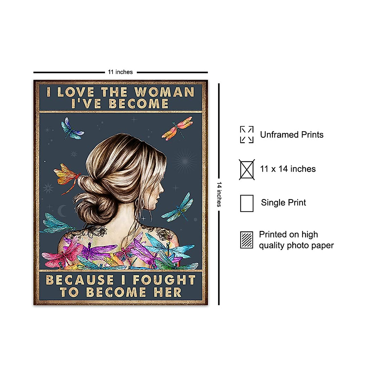 Inspirational Positive Quotes Sayings for Wall Decor - Motivational Posters - Encouragement Gifts for Women, Girls, Teens - Boho Hippie Dragonfly Decor - Motivational Wall Art - Positive Affirmations