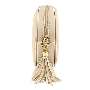 Simple Shoulder Crossbody Bag With Metal Chain Strap And Tassel Top Zipper (Dusty Navy)