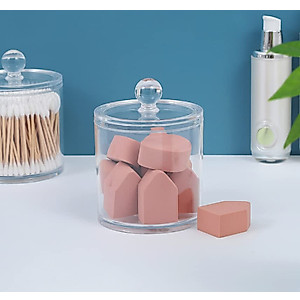 2Pcs Transparent Acrylic Qtip Holder Cotton Swab Organizer Bathroom Canister Storage Organization Makeup Organizer with Lid for Cotton Ball Cotton Swab Cotton Round Pads