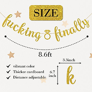 Ambishi Fucking Finally Banner/Wedding Engagement Party Decoration/Funny Bridal Shower Bachelorette Party Supplies/Gold Glitter