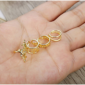 JOERICA 4 Pairs Silver Ear Cuff Earrings for Women Clip on Fake Lip Cartilage Tragus Helix Body Jewelry Set (C:Golden-tone)