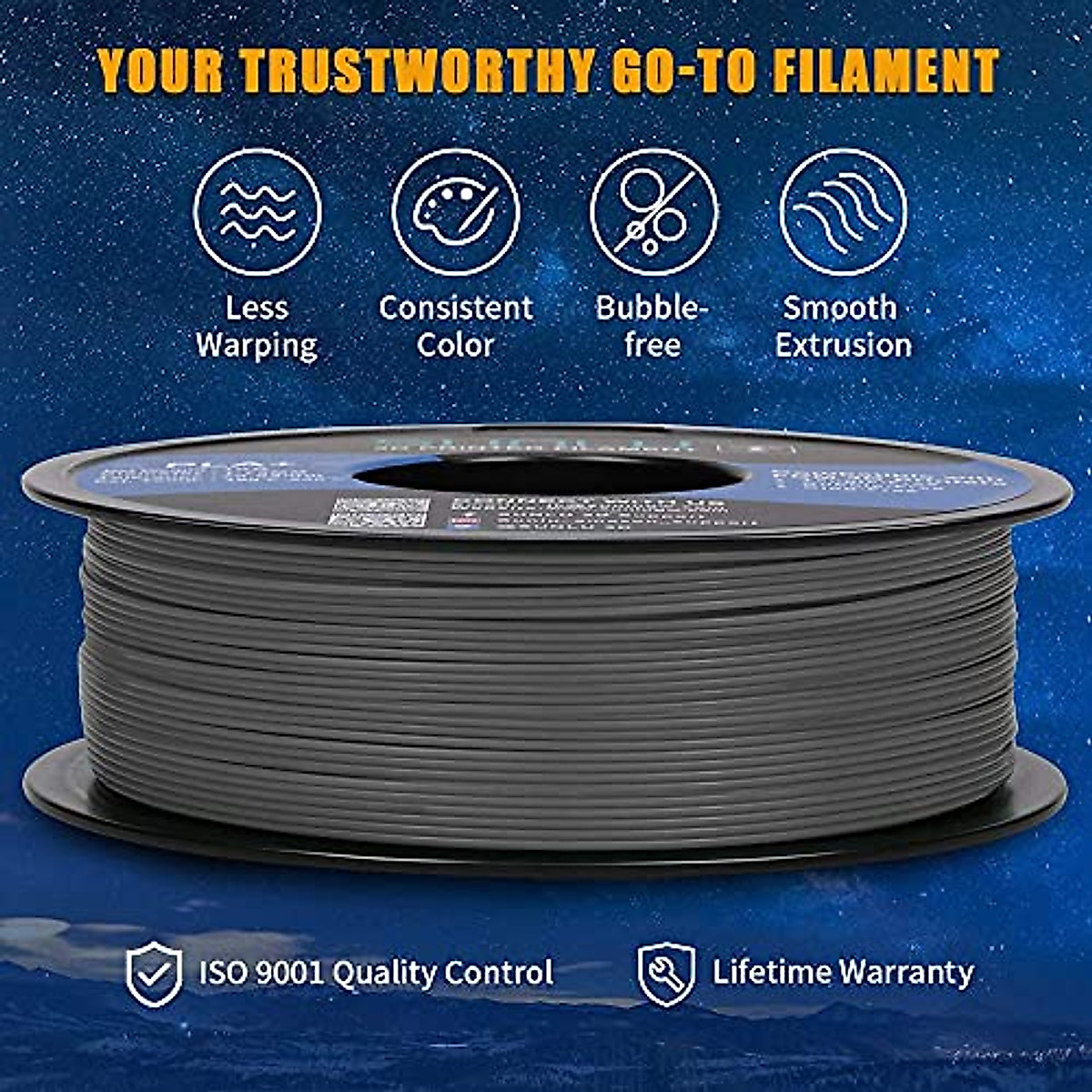 PLA+ 3D Printer Filament 1.75mm, SUNLU PLA Filament PRO, Dimensional Accuracy +/- 0.02 mm, 1 kg Spool, 1.75 PLA Plus, Grey+Blue