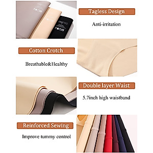 FINETOO Tummy Control Underwear for Women High Waisted Nylon Brief No Show Womens Bikini Seamless Panties 4pack S-XXXL