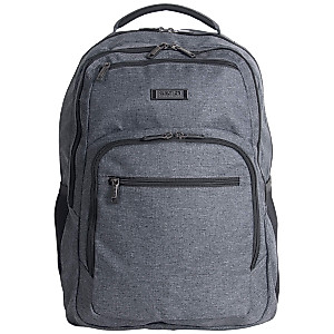 Kenneth Cole REACTION Travelier Multi-Pocket Laptop & Tablet Business, School, & Travel Backpack Bag, Charcoal, One Size