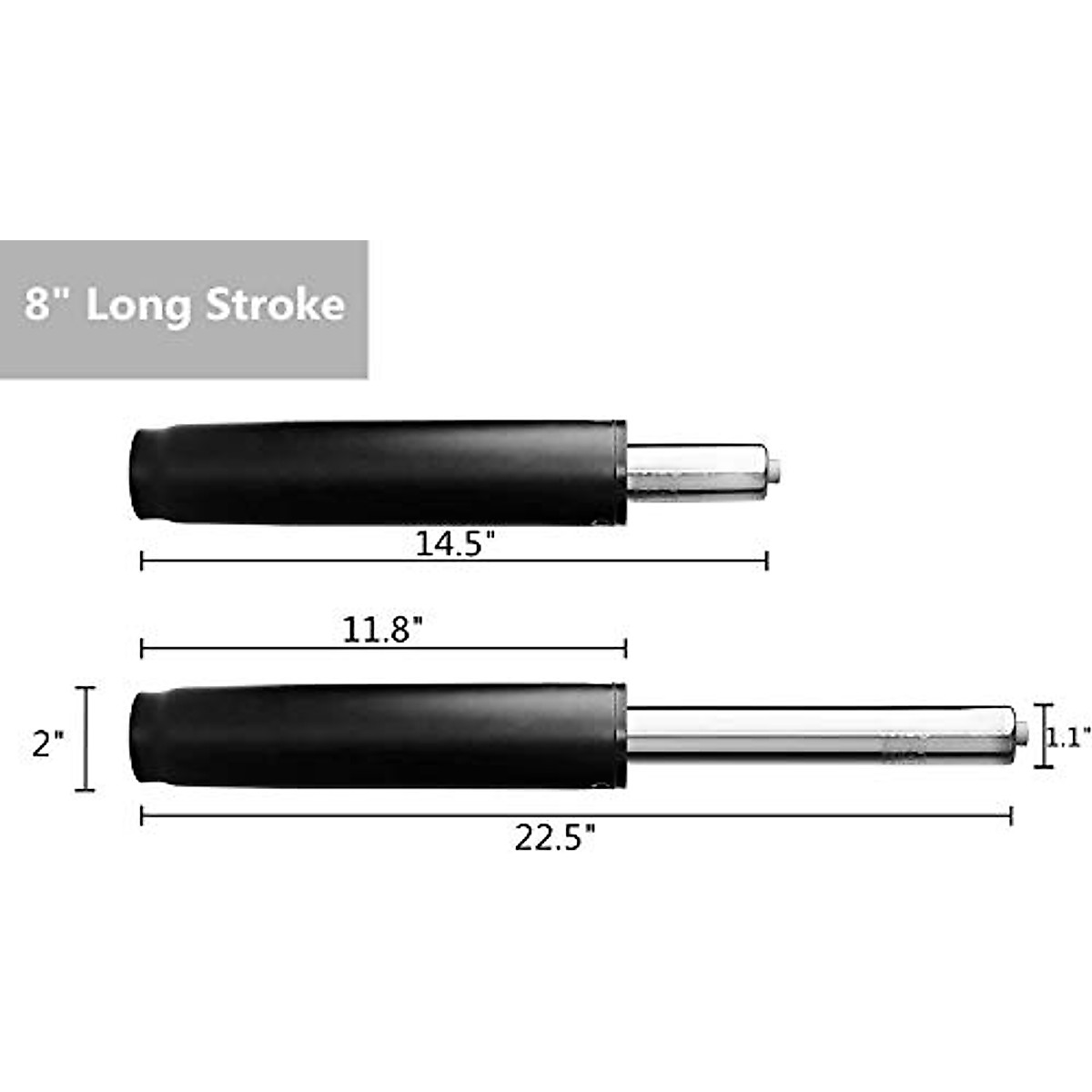 DOZYANT 8" Long Stroke Office Chair Gas Lift Cylinder Replacement,Hydraulic Pneumatic Shock Piston Heavy Duty (450 lbs) for Tall Person Universal Size Fits Most Executive Chairs, Highest End Class 4