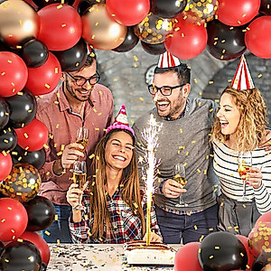 130PCS Red and Black Gold Balloons Balloon Garland Kit, Red Black Gold Baby Bridal Shower Birthday Wedding Valentines Day Party Decorations for Girl Women, Globos Para Decoracion De Fiestas