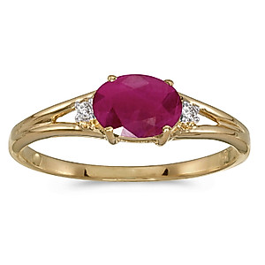 Direct-Jewelry 14k Yellow Gold Oval Ruby And Diamond Ring (Size 5)