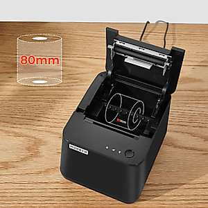 MUNBYN Thermal Receipt Printer P075, 3 1/8" 80mm POS Printer, USB Receipt Printers with Auto Cutter Support Cash Drawer, USB Serial Ethernet Interface for Windows/Android/Mac/Linux