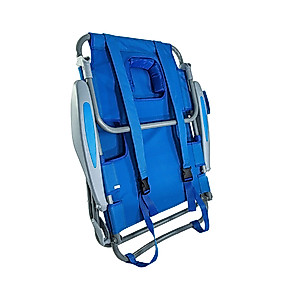 Ostrich On-Your-Back Lightweight Beach Reclining Lounge Lawn Chair with Backpack Straps, Outdoor Furniture for Pool, Camping, Patio, or Backyard, Blue