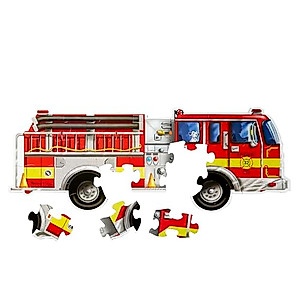 Melissa & Doug Fire Truck Jumbo Jigsaw Floor Puzzle (24 pcs, 4 feet long) - FSC Certified