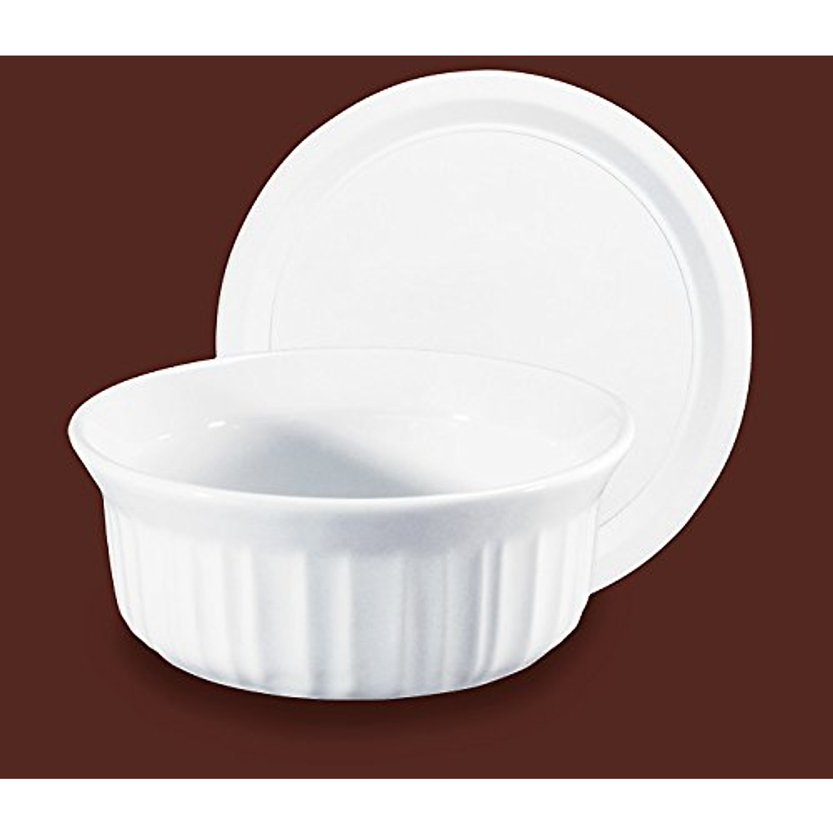 CorningWare French White Pop-Ins 16-Ounce Round Dish with Plastic Cover, Pack of 2 Dishes