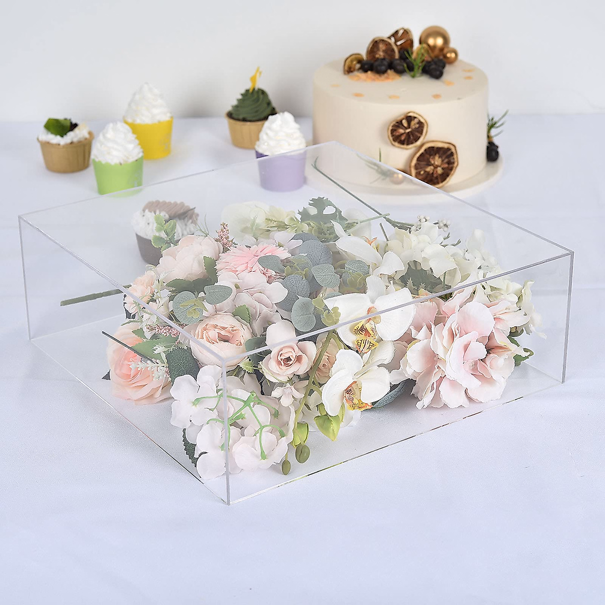 Balsa Circle 14-Inch Clear Acrylic Display Box Cake Stand Centerpiece Pedestal Riser Party Wedding Decorations Supplies